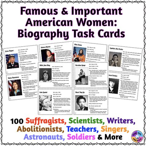 Famous American Women Biography Task Cards Made By Teachers