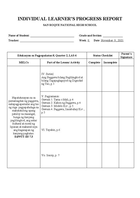 Ilpr Esp8 Week 8 Independent Learning Progress Report Individual