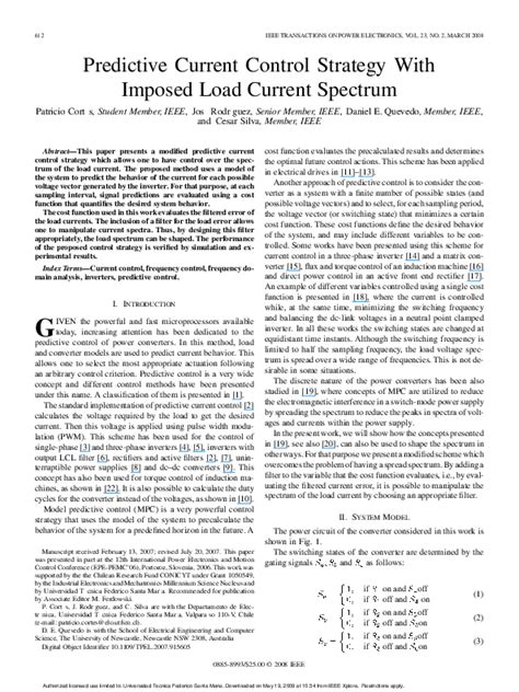 Pdf Predictive Current Control Strategy With Imposed Load Current Spectrum