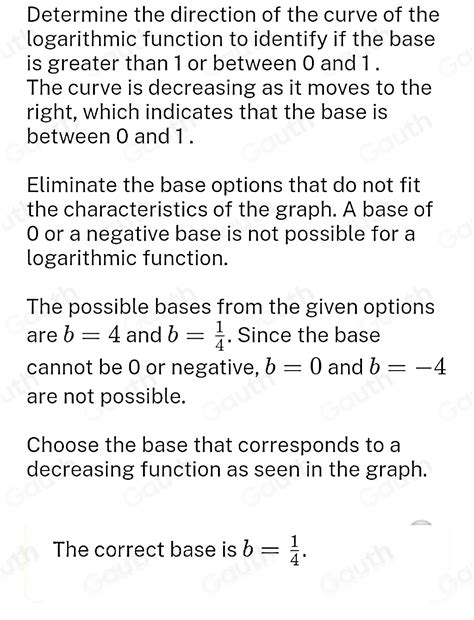 Solved Use The Image To Answer The Question X Identify A Possible Base B Of This Logarithmic