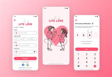 FREE Lite Love Dating Mobile App UI Kit Figma