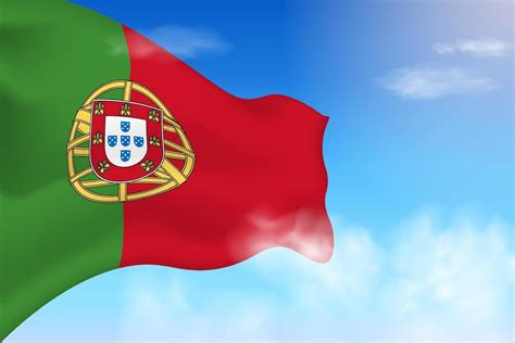 Portugal Flag In The Clouds Vector Flag Waving In The Sky National