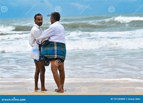 Two Senior Men Wear Lungi At Beach Editorial Stock Image Image Of