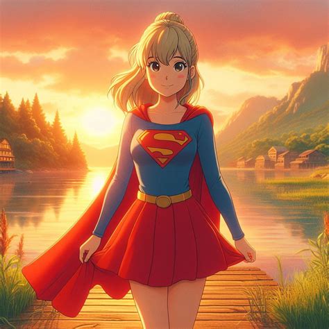 Supergirl By A Lake At Sunset 14 By Elodtrebor On Deviantart