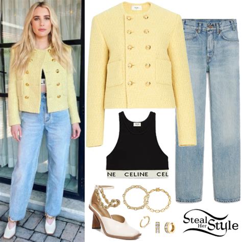 Emma Roberts Yellow Jacket And Jeans
