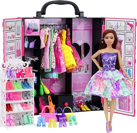 Ecore Fun Fashion Doll Closet Wardrobe For Doll Clothes And