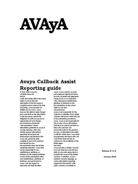 Avaya Callback Assist Reporting Guide Pdf Port Computer Networking Login
