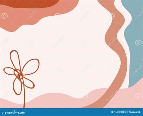 Rectangular Background With Abstract Shapes And Flower Drawn By Hand