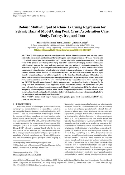 pdf robust multi output machine learning regression for seismic