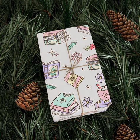 Bound In Pages Book Lovers Christmas Wrapping Paper Bookmas T