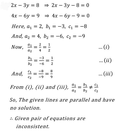 2x 3y 8 4x 6y 9 consistent or inconsistent maths glow
