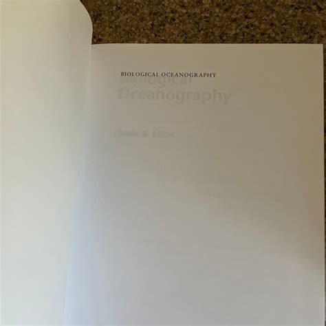 Biological Oceanography By Charles B Miller