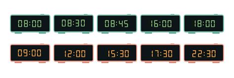 Digital Clock Vector Illustration A Set Of Electronic Clocks Showing