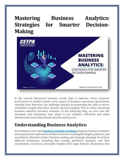 Ppt Mastering Business Analytics Strategies For Smarter Decision