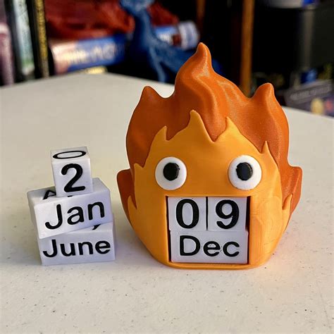 🔥 Chibi Calcifer Fire Demon Mini Calendar Bookshelf Decor・ 3d File For 3d Printing・cults