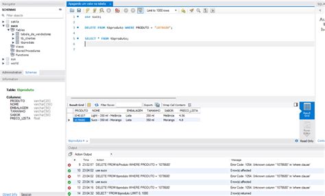 Não Consigo Apagar O Produto Da Tabela Sql Com Mysql Manipule E