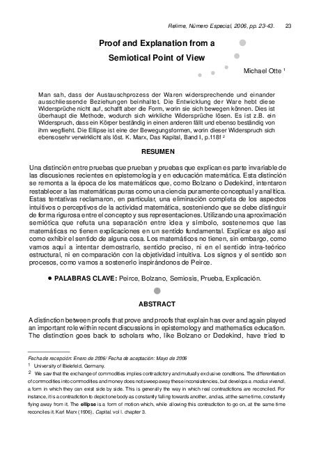Proof And Explanation From A Semiotical Point Of View Funes