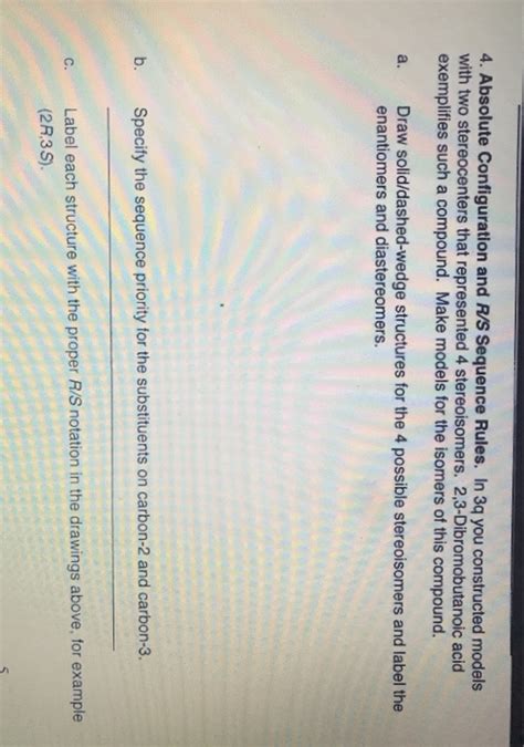 Solved 4 Absolute Configuration And R S Sequence Rules In