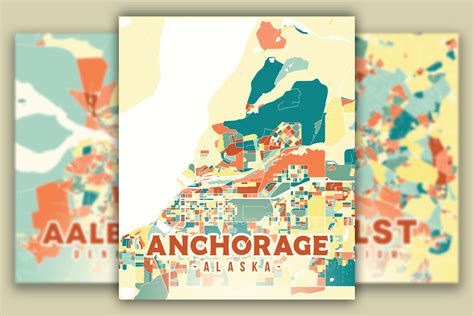 Anchorage Colorful Map Graphic By Poster Boutique · Creative Fabrica