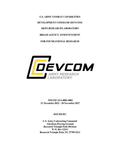 Fillable Online Devcom Army Research Laboratory Broad Fax Email Print Pdffiller