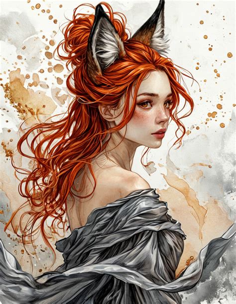 🥰 On A White Background Watercolor Graceful Curves Ink Drawing Red
