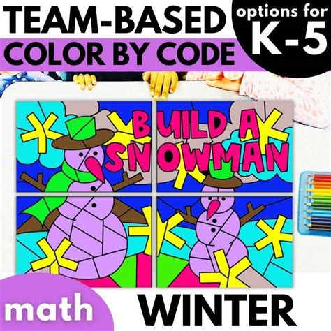 Winter Math Coloring Activities Collaborative Posters