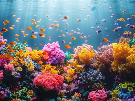 A Closeup Of A Coral Reef Teeming With Marine Life Showcasing The Intricate Details And Vibrant