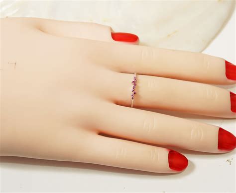 Dainty Ruby Ring Ruby Cluster Ring 14k Gold Ruby Ring Etsy