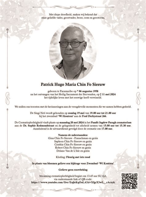 Patrick Hugo Maria Chin Fo Sieeuw De Ware Tijd