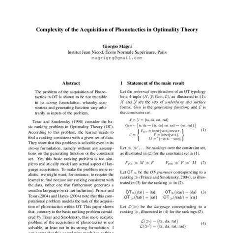 Complexity Of The Acquisition Of Phonotactics In Optimality Theory Acl Anthology