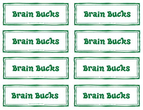Classroom Money Template Brain Bucks Download Printable Pdf