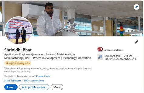 shrinidhi bhat on linkedin 3dprinting additivemanufacturing