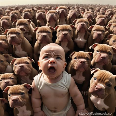 Army Babies Confront Fierce Pitbull Stable Diffusion Online