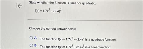 Solved State whether the function is linear or | Chegg.com
