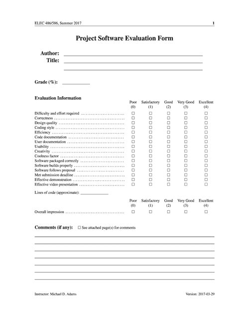 Canada University Of Victoria Project Software Evaluation Form Fill