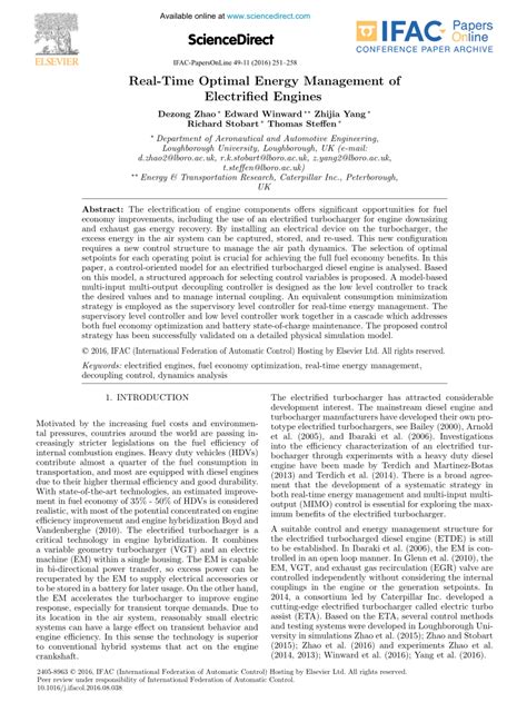 PDF Real Time Optimal Energy Management Of Electrified Engines