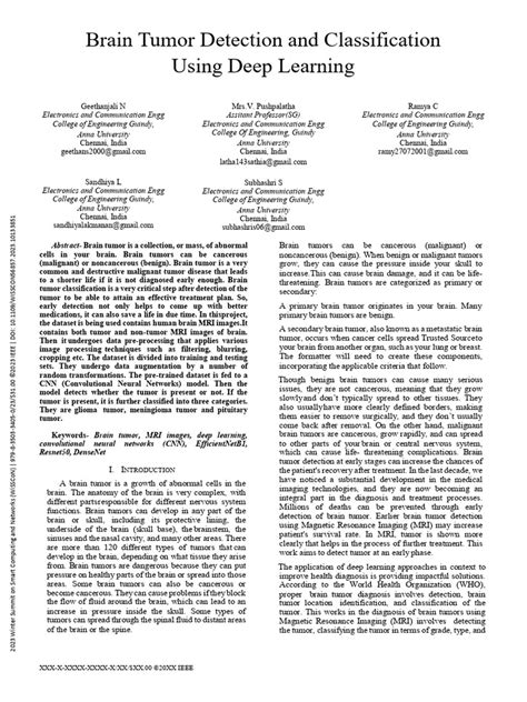 Brain Tumor Detection And Classification Using Deep Learning Pdf