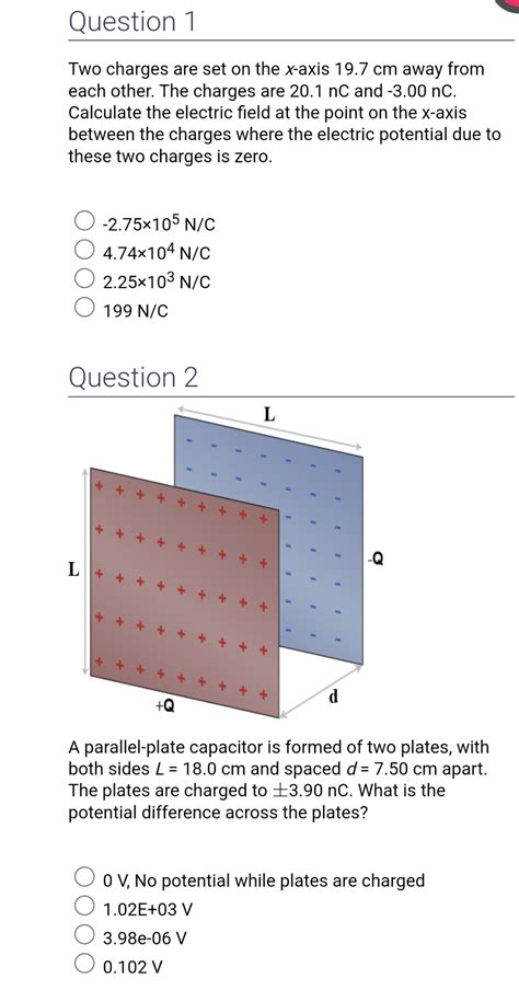 Solved Two Charges Are Set On The X Axis 197 Cm Away From