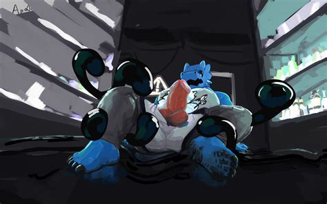 Rule 34 Blue Body Exposed Chest Exposed Penis Jumpsuit Legs Apart