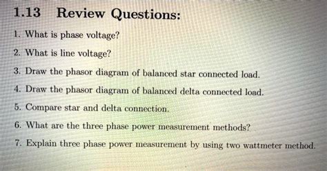 SOLVED Review Questions What Is Phase Voltage What Is Line Voltage Draw The