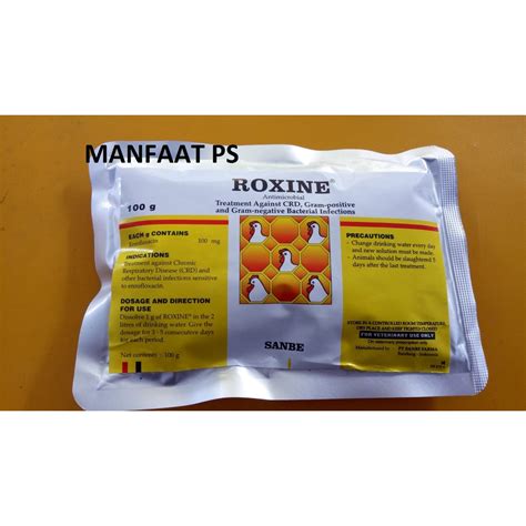 Jual Roxine 100 Gram Serbuk Antibiotik Ayam Broiler Layer Crd