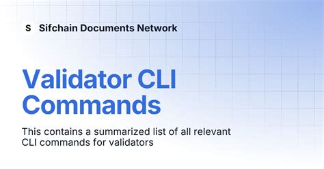 Validator Cli Commands Sifchain Documents Network
