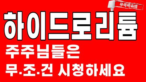 하이드로리튬 전망 주주님들은 무조건 필수시청 중요합니다 Youtube