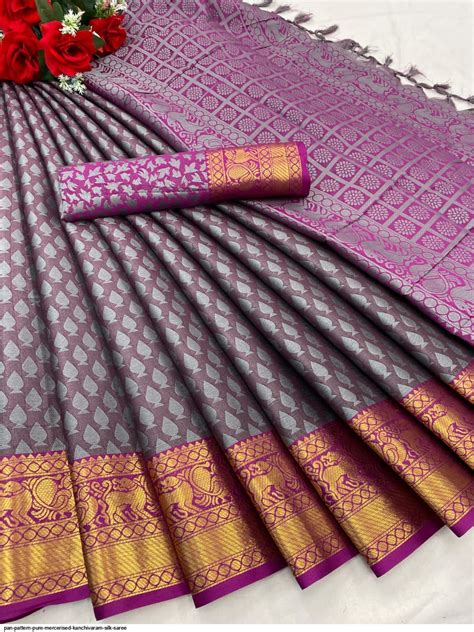 Pan Pattern Pure Mercerised Kanchivaram Silk Saree Pan Pattern Pure Mercerised Kanchivaram Silk Saree