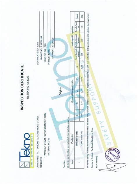 Item 3 Wing Nut Sample Mill Cert Pdf