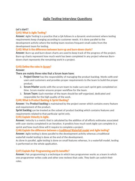 25 Agile Testing Interview Questions1 Pdf Scrum Software
