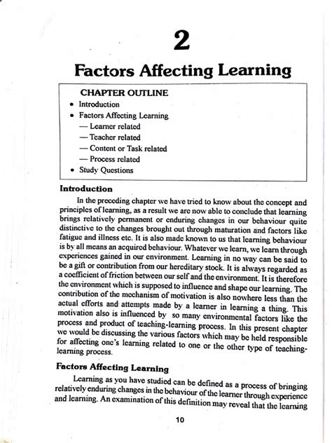 Factors Affecting Learning Pdf Learning Teachers