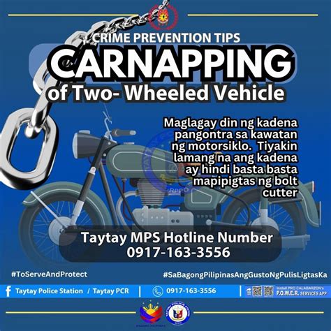 Taytay Crime Prevention Tips Carnapping Of Two Wheeled Vehicle
