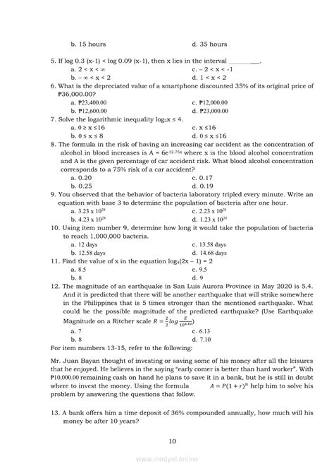 General Mathematics Module 27 Intercepts Zeroes And Asymptotes Of Logarithmic Functions Shs