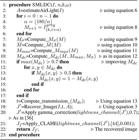 Algorithm 1 Dehazing Method Proposed Download Scientific Diagram